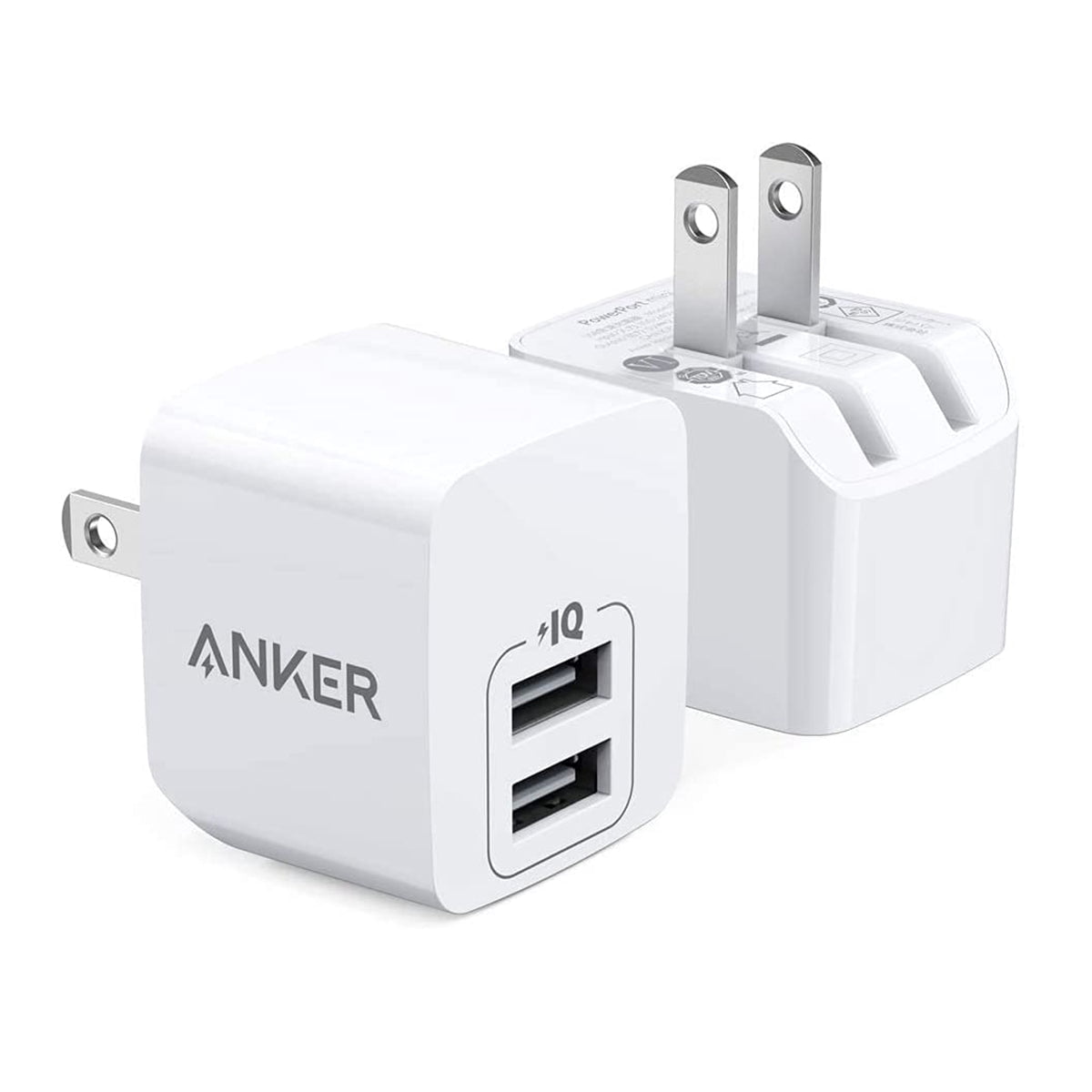 Anker 2-Pack Dual Port 12W Wall Charger, Foldable USB Charger ...