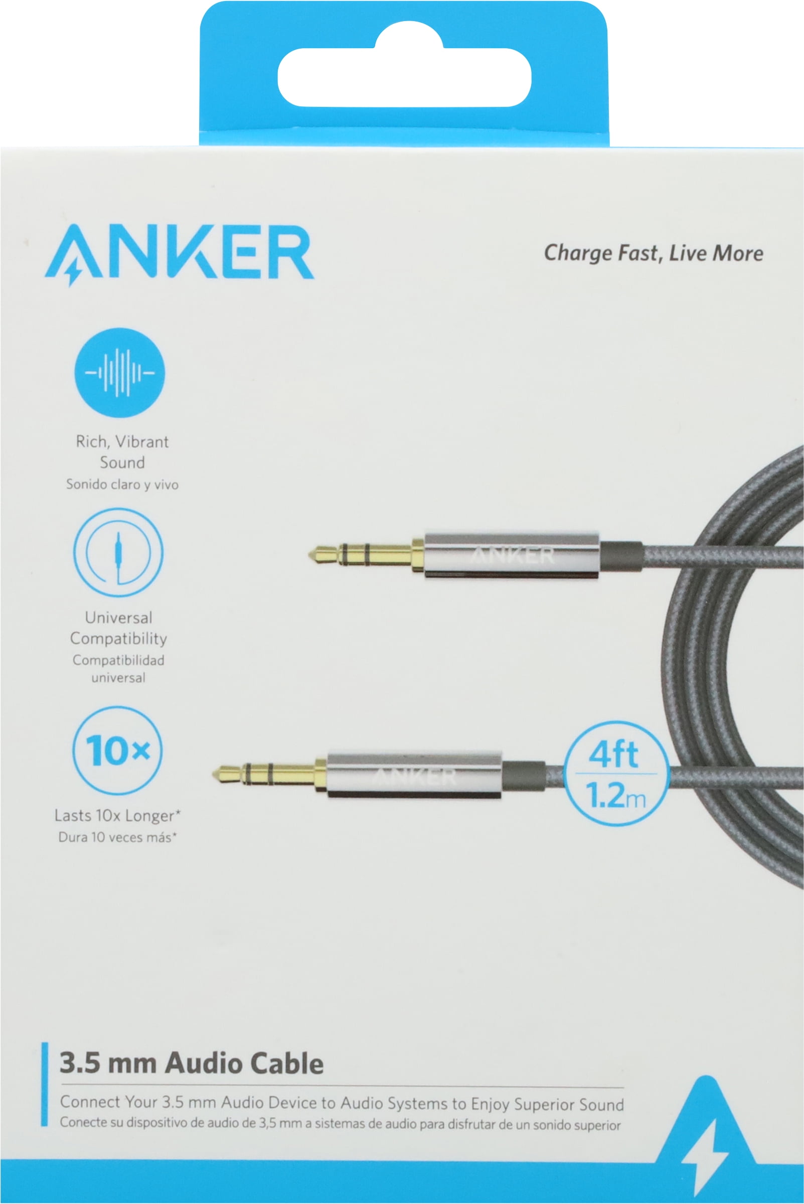 Anker 3' PowerLine 3.5mm Aux Audio Cable - Walmart.com