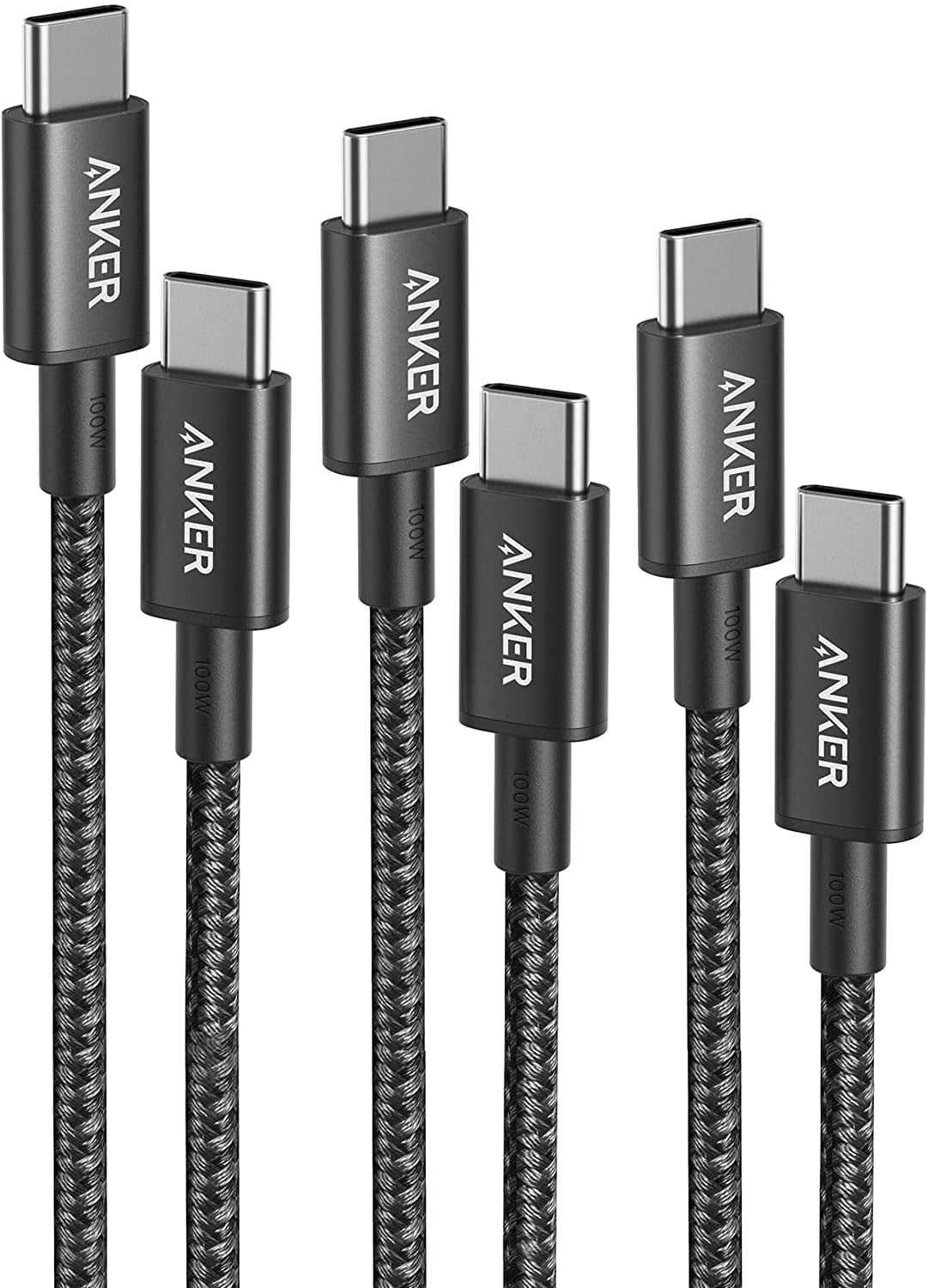 Anker, USB C to USB C Cable, 3.3ft+6ft+10ft Nylon, 100W Fast Charge ...