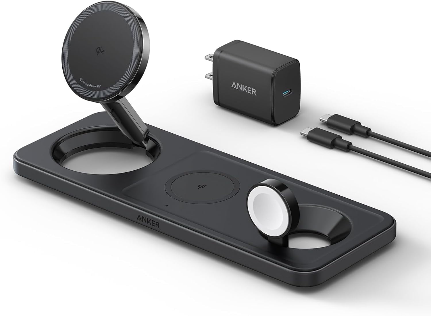 Anker Foldable 3-in-1 Wireless Charging Station, Qi2 Certified 15W ...