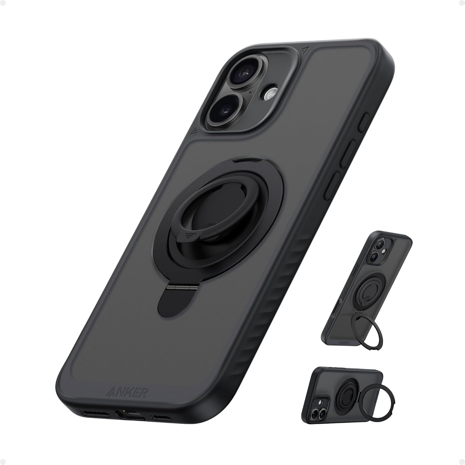 Anker Magnetic Ring Stand for iPhone 16 Plus Case, Silicone Finger Ring ...