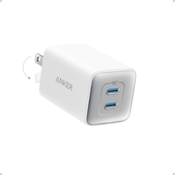 Anker Nano 47W USB C Charger, 2 Port Compact Foldable GaN Charger for ...