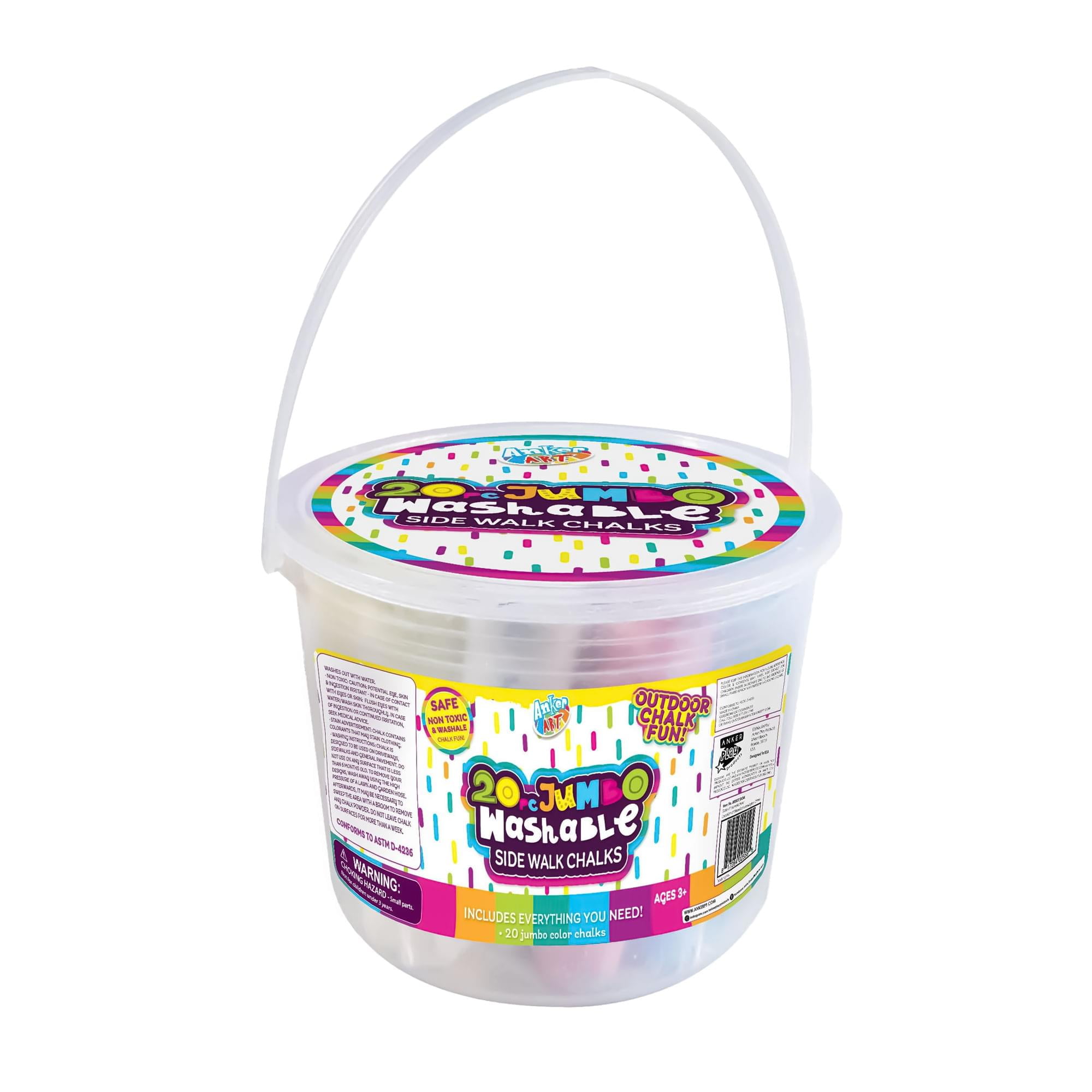 Anker Play Jumbo Washable Sidewalk Chalk Bucket Set, Assorted Colors ...