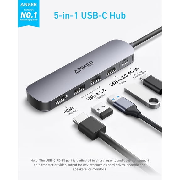 Anker USB C Hub, 5-in-1 USB Hub: Networking - Walmart.com