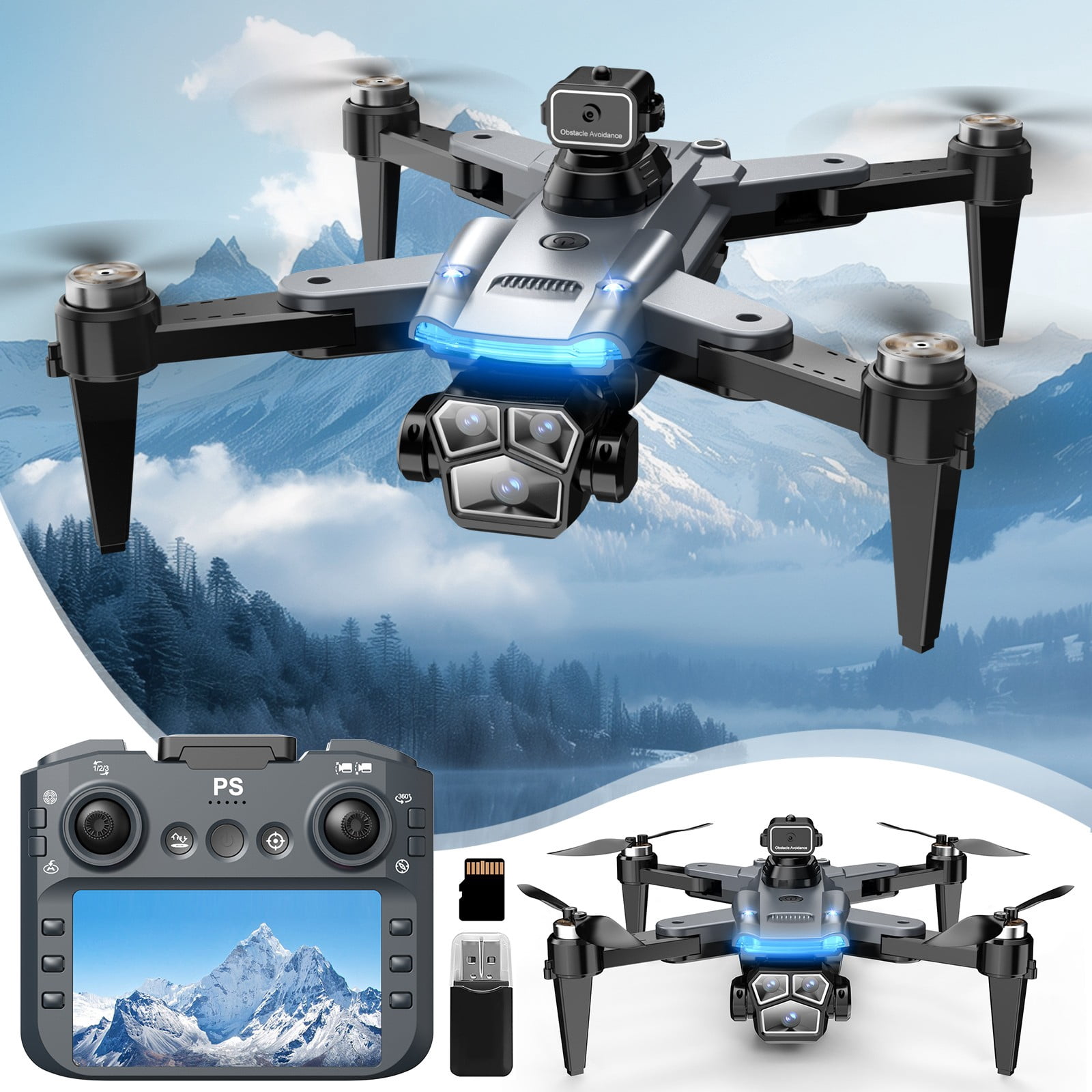 Ankereame 1080P Camera Drone with 5.6'' Screen Remote, Brushless Motor ...