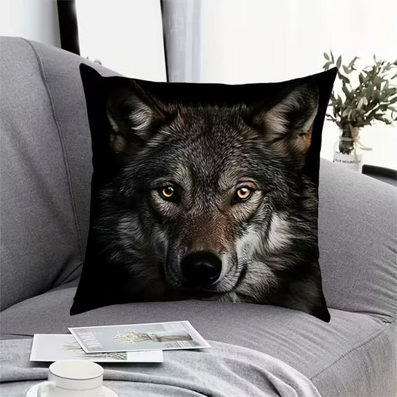 Ankereame 18x18 Inch Black Animal Pillow Cover - Polyester Linen Texture Wild Animal Print (Lion ...