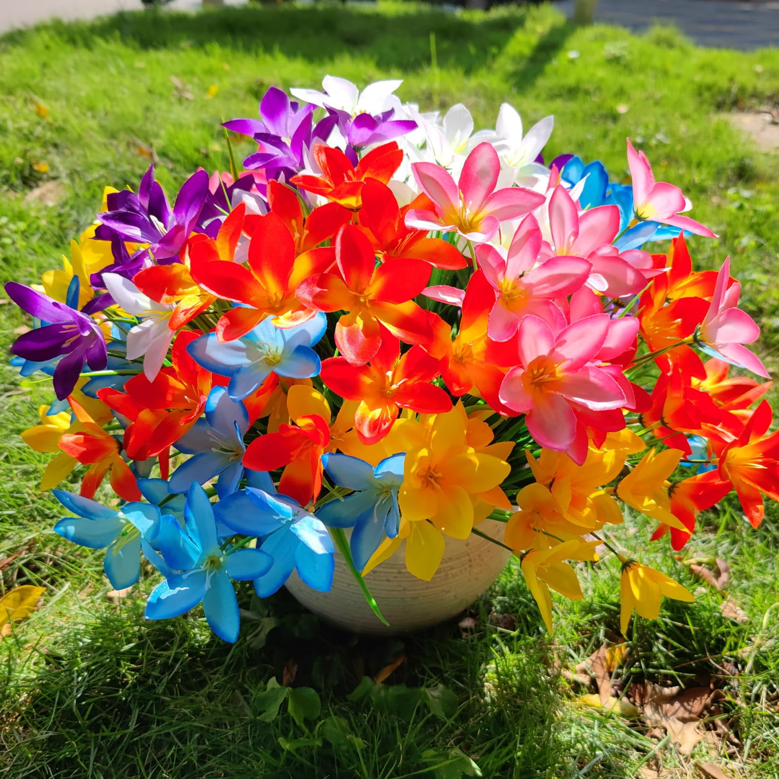 Ankey Artificial Faux Plants Flowers Outdoor Spring Summer 12 Bundles ...