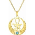 Ankh Cross Eye of Horus Gemstone Necklace Key of Life Scarab Pendant ...