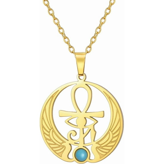 Ankh Cross Eye of Horus Gemstone Necklace Key of Life Scarab Pendant ...