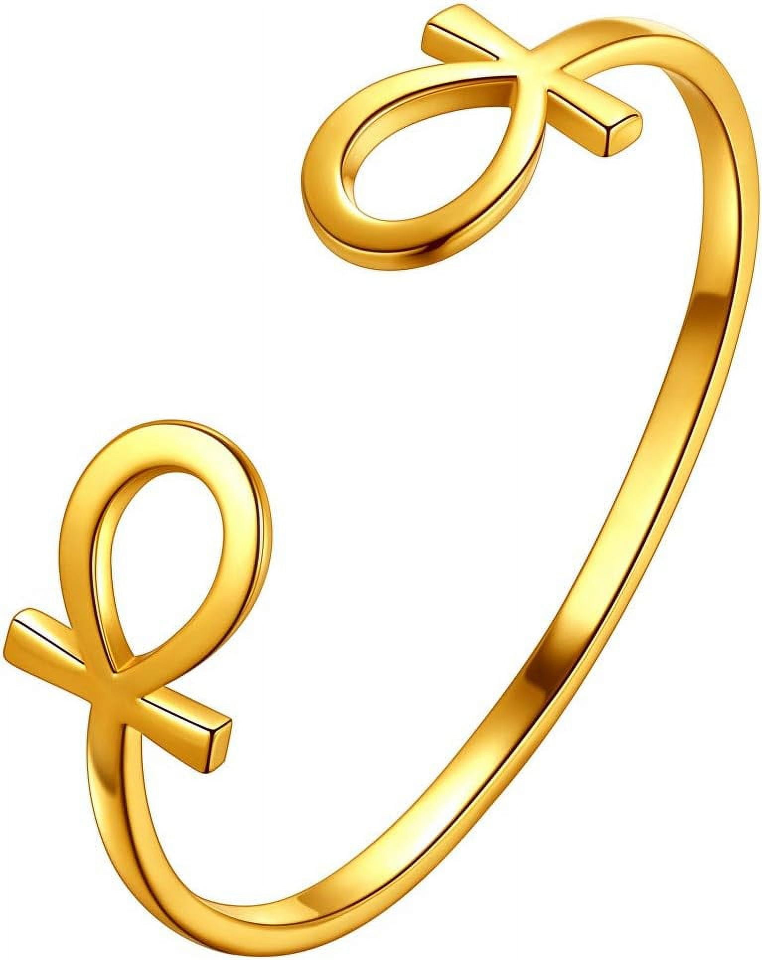 Ankh Cross Rings Adjustable Ring Silver/18K Gold/Black Gun Plated ...