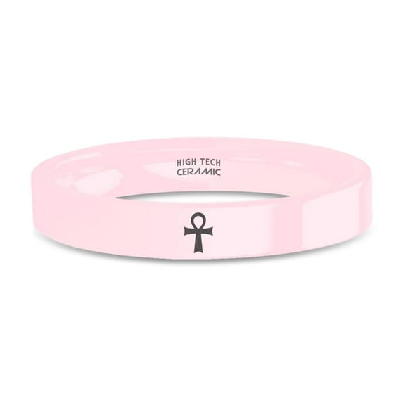 Ankh Egyptian Hieroglyph Laser Engraved Pink Ceramic Ring, 4mm, Size 9. ...
