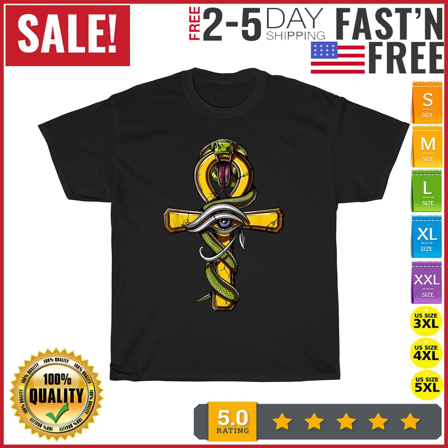 Ankh Egyptian Symbol Eye Of Horus Ancient Serpent Snake God T Shirt Men ...