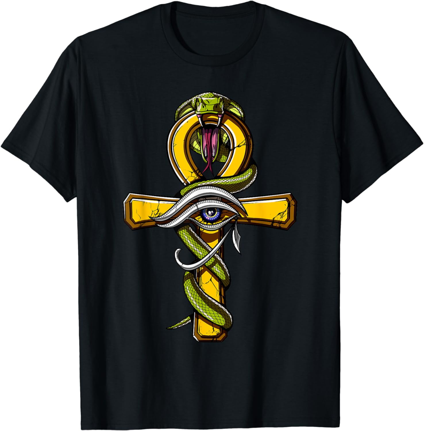 Ankh Egyptian Symbol Eye Of Horus Ancient Serpent Snake God T-Shirt ...