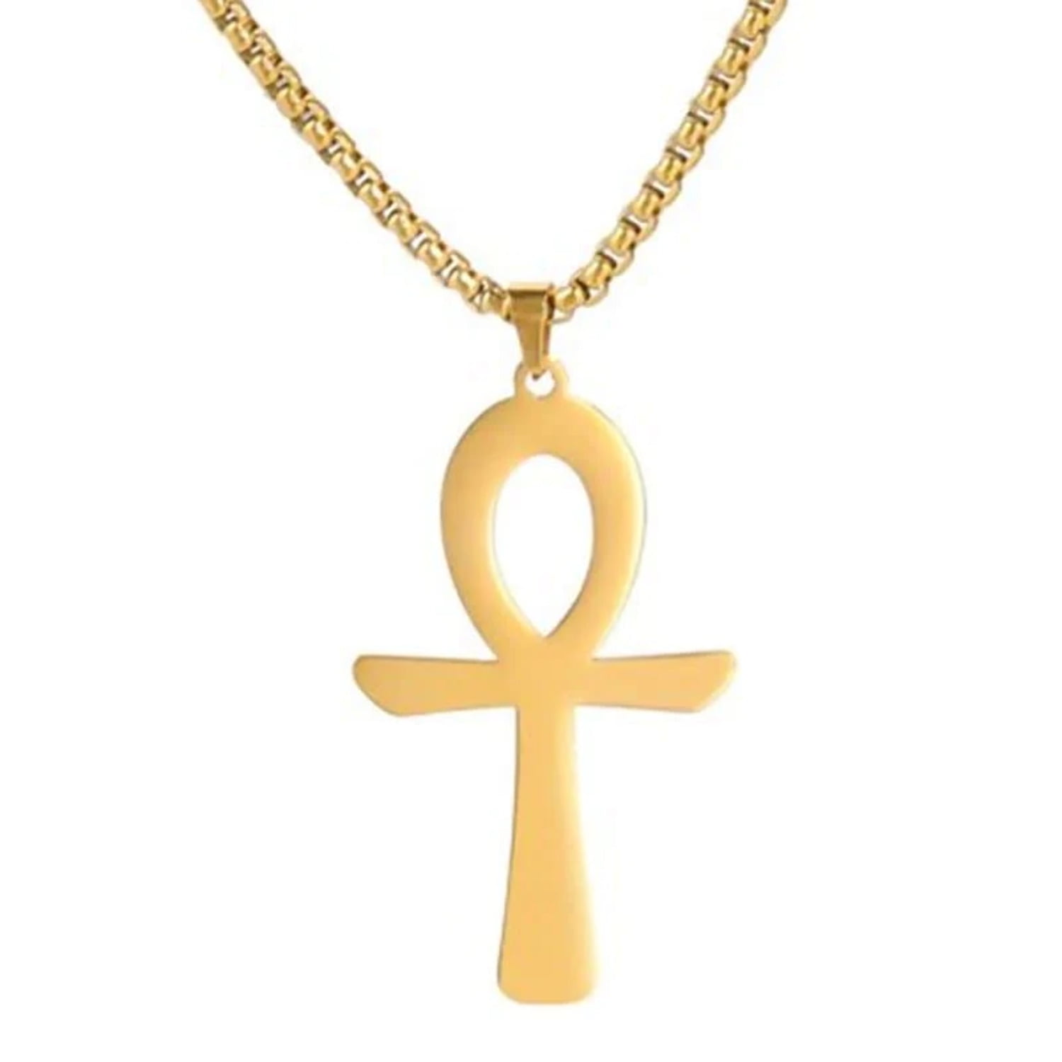 Ankh Necklace Gold Stainless Steel Ancient Egyptian Aunk Amulet ...