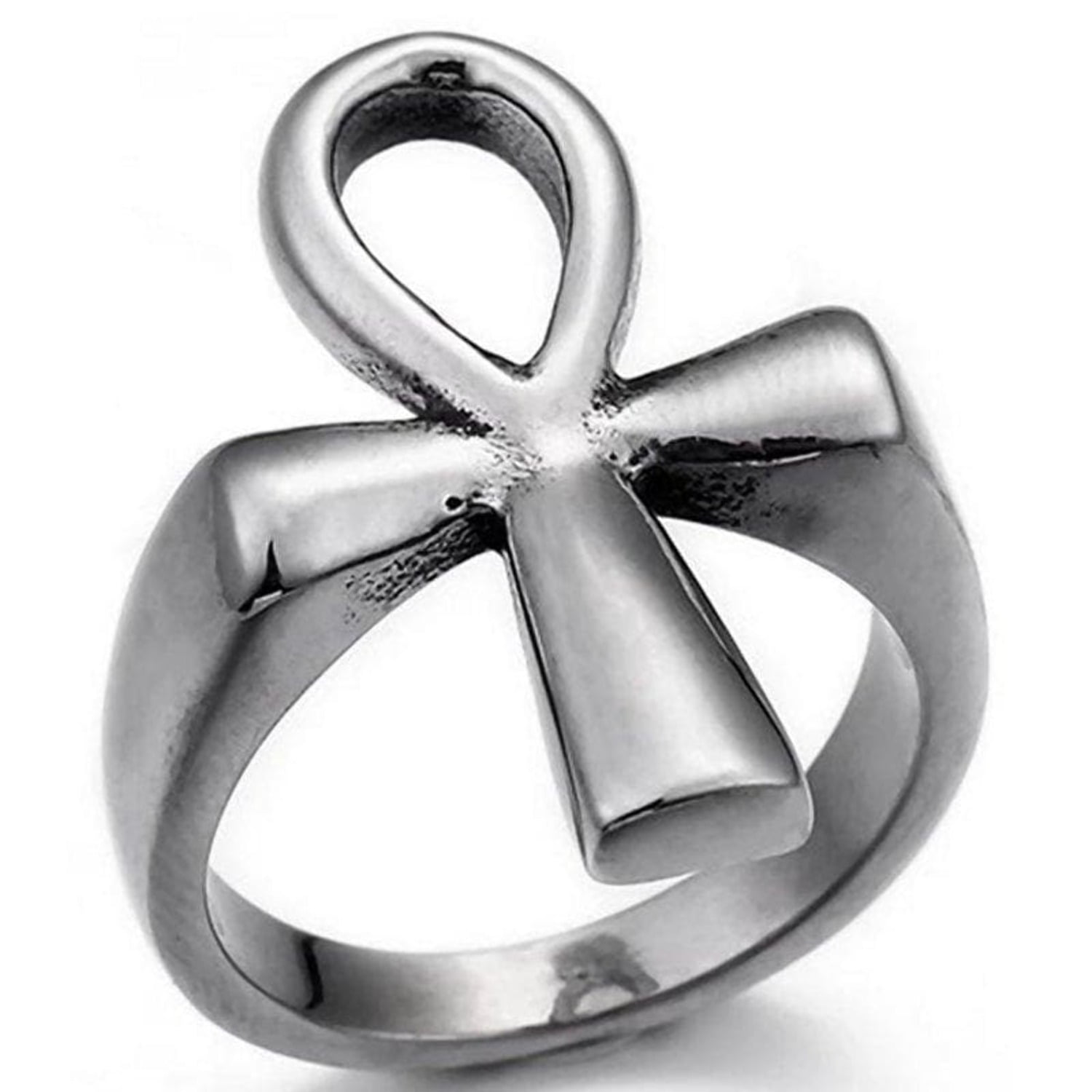 Ankh Ring Silver Stainless Steel Ancient Egyptian Aunk Band - Walmart.com