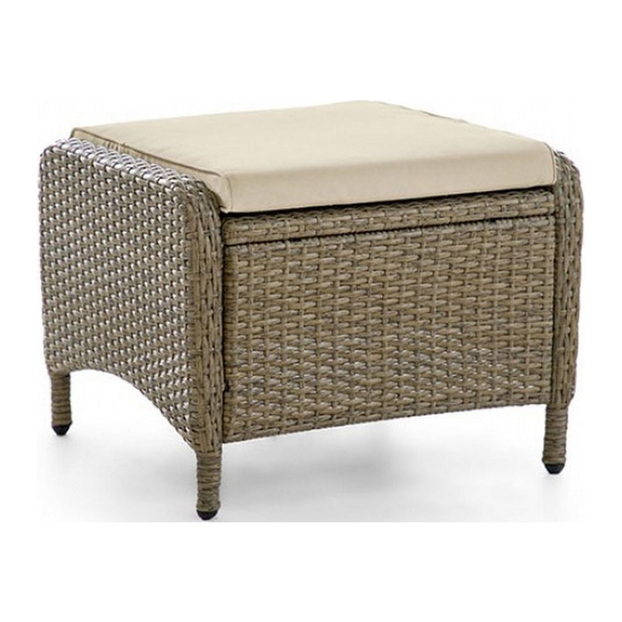 Ankia 21 Inch Outdoor Square Ottoman, Set of 2, Beige Fabric, Faux ...