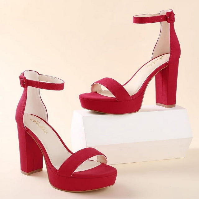 Ankis Platform Heels 4 Inches Chunky heels Sandals for Women Comfy Open ...