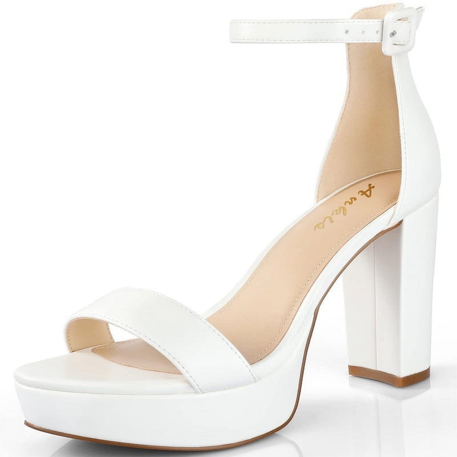 Ankis Platform Heels 4 Inches Chunky heels Sandals for Women Comfy Open ...