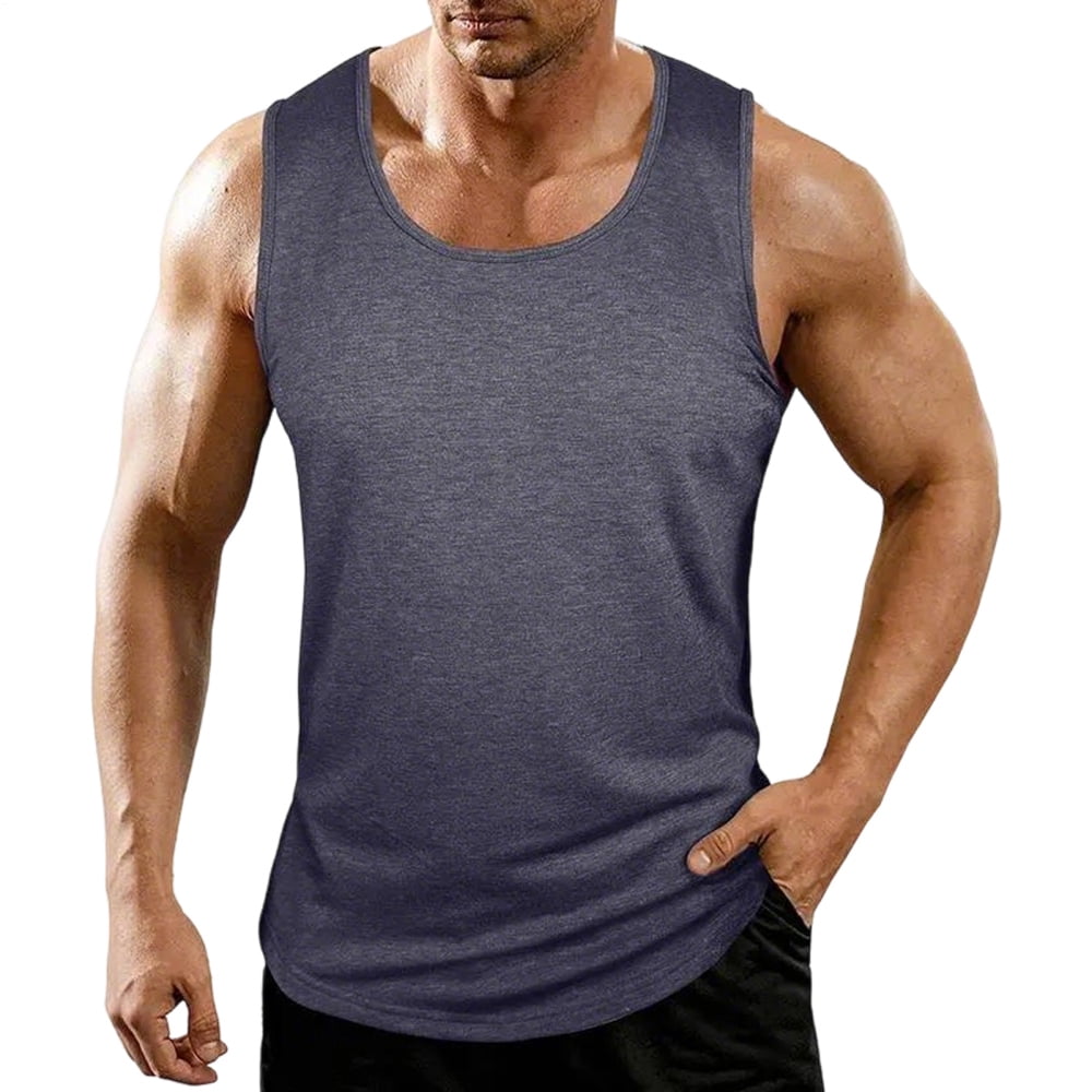 Ankishi Athletic Tank Tops for Men Solid Color Gym Sleeveless Muscle ...