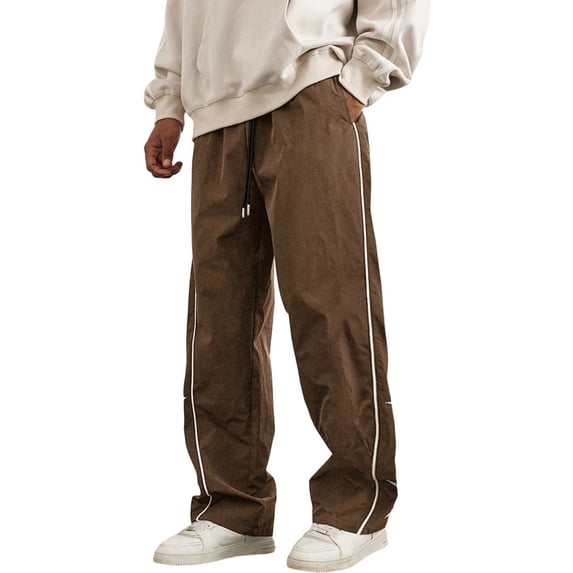 Ankishi Baggy Track Pants Men Star Straight Leg Casual Baggy Drawstring ...