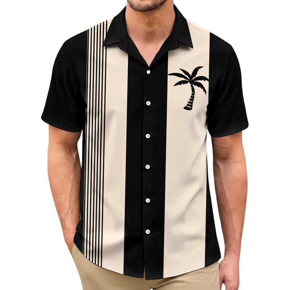 Ankishi Bowling Shirts for Men Palm Tree Print Fashion Beach Shirts ...