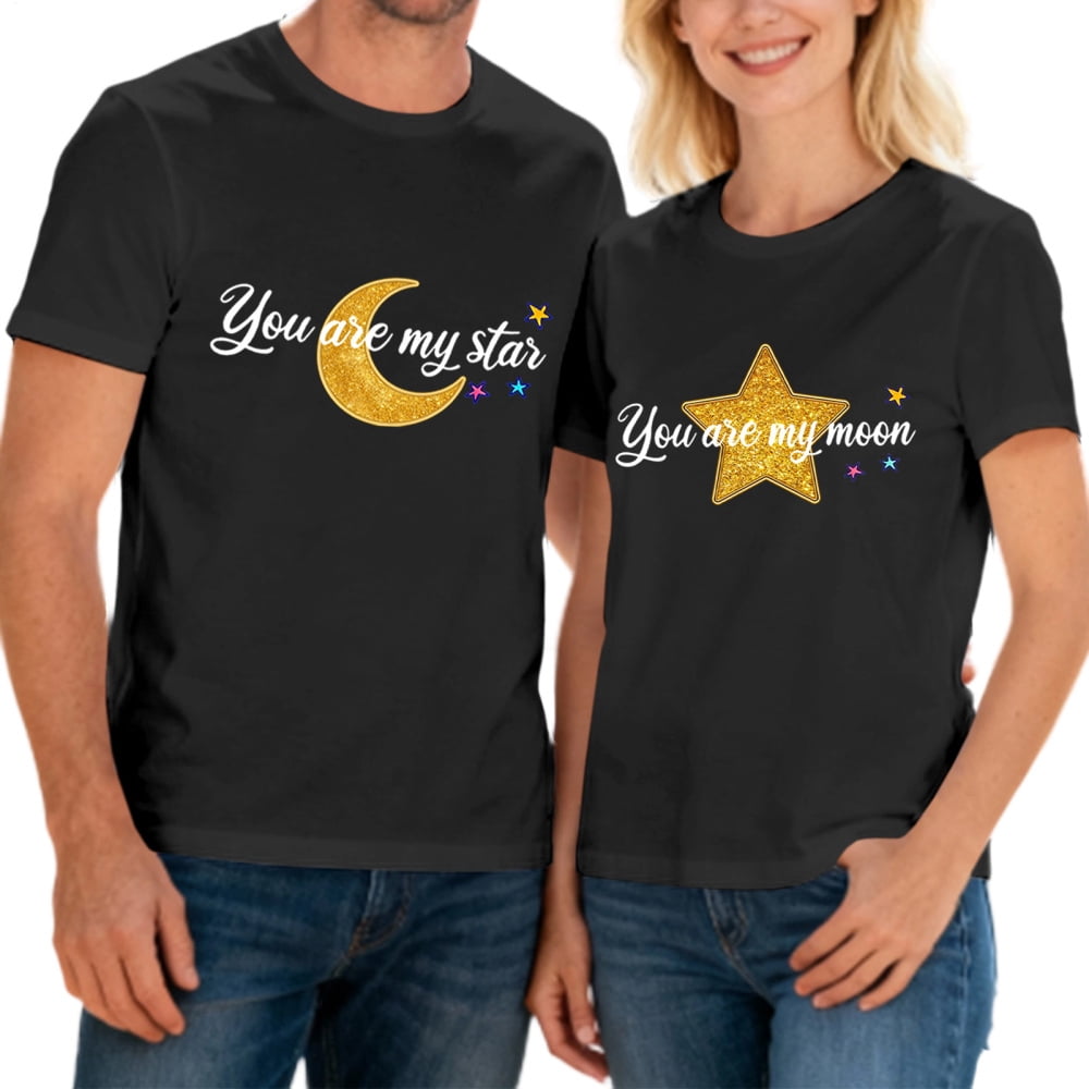 Ankishi Couples Valentines Matching Shirts You Are My Star Men Crew ...