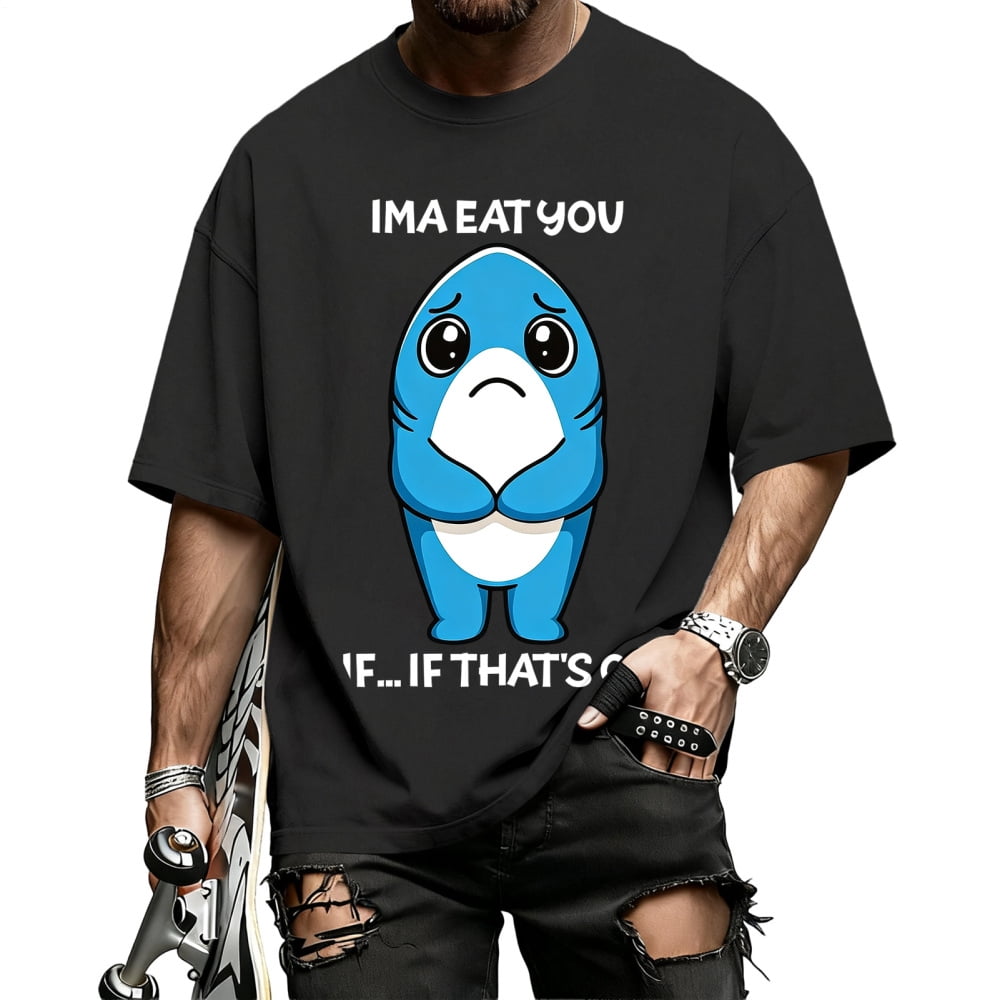 Ankishi Funny Shark T Shirt for Men Ima Eat You If That's OK Funny ...