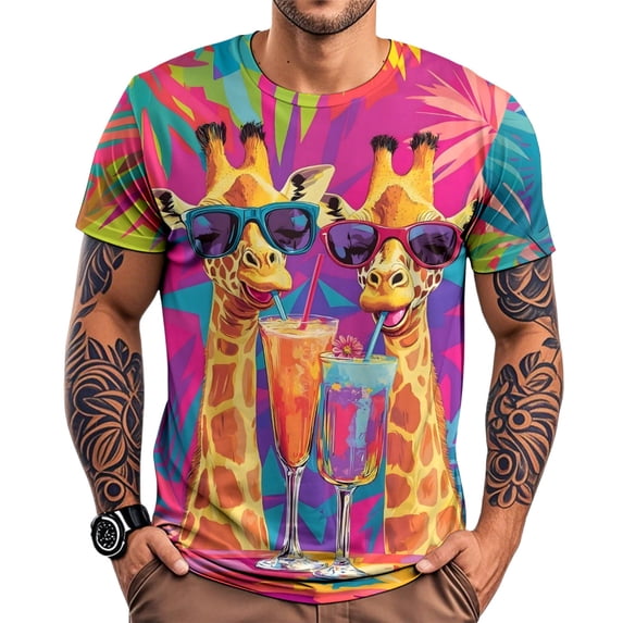 Ankishi Funny Tshirts for Men Animal Print Crewneck Short Sleeve Tee ...