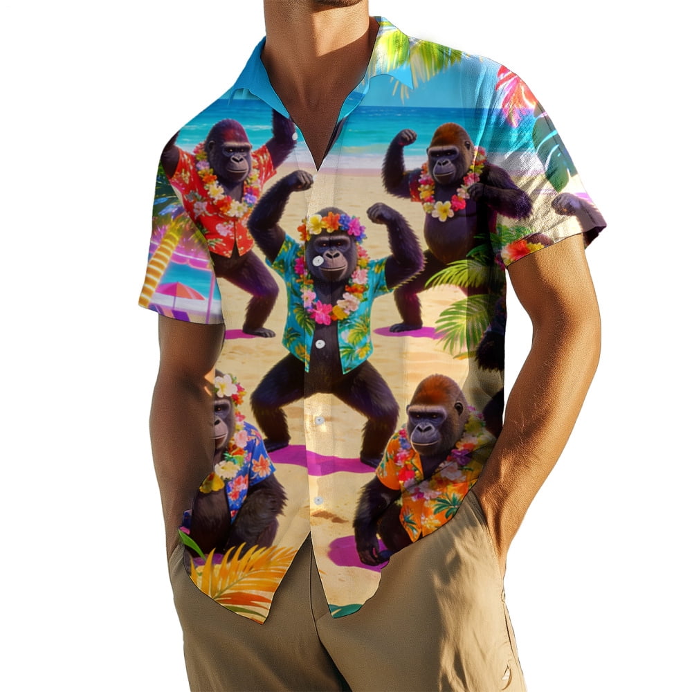 Ankishi Hawaiian Shirts for Men Palm Tree Casual Lapel Short Sleeve ...