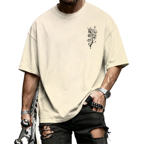 Ankishi Japanese Shirts for Men Flower Print Short Sleeve Japanese Art ...