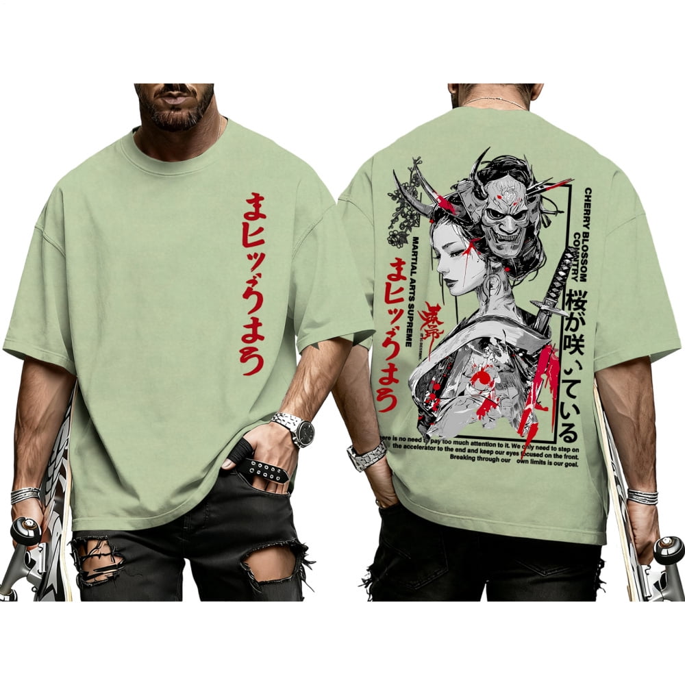 Ankishi Japanese Shirts for Men Japanese Geisha Loose Fit Graphic ...