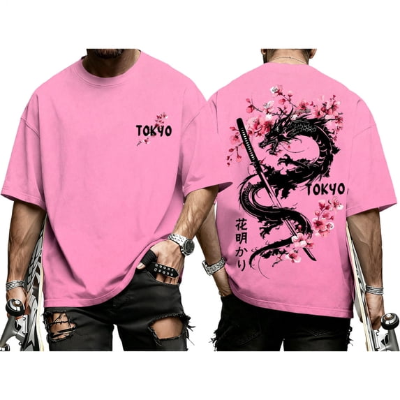 Ankishi Japanese T Shirts for Men Tokyo Flower Print Short Sleeve Crew ...