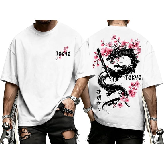 Ankishi Japanese T Shirts for Men Tokyo Flower Print Short Sleeve ...