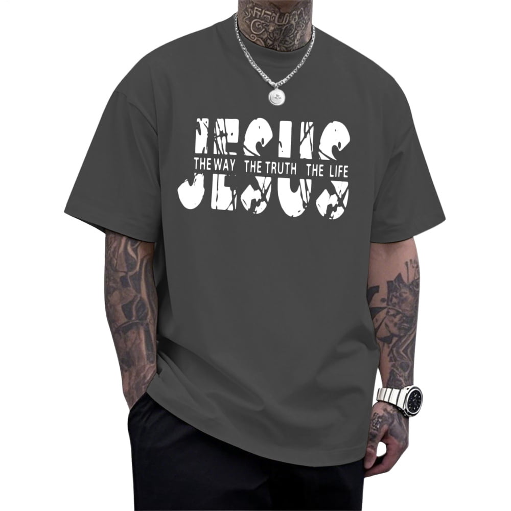 Ankishi Jesus Shirts for Men Crewneck Christian Graphic Tees Men Drop ...