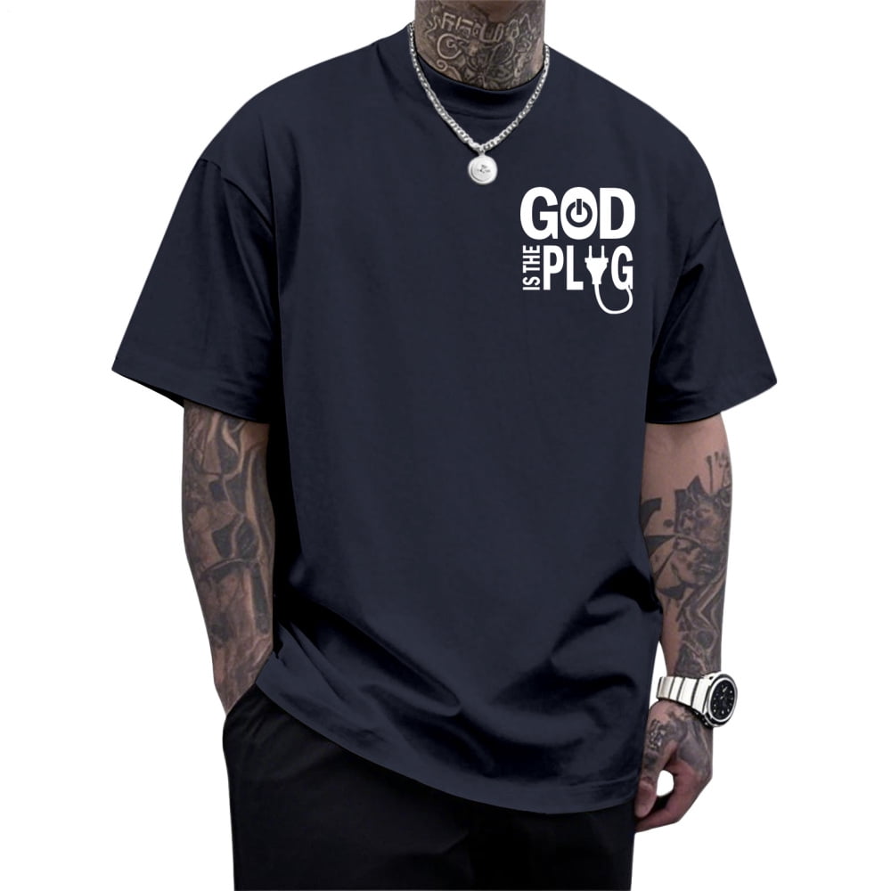 Ankishi Jesus Shirts for Men God is The Plug Oversized Short Sleeve ...