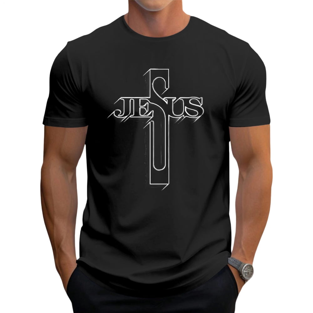 Ankishi Jesus Shirts for Men Jesus Cross Crewneck Short Sleeve Summer ...