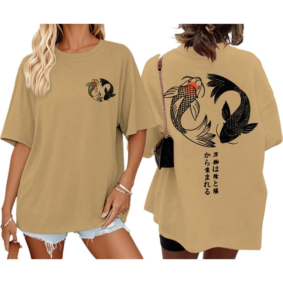 Ankishi Koi Fish T Shirts for Women Koi Fish Print Short Sleeve Cotton ...