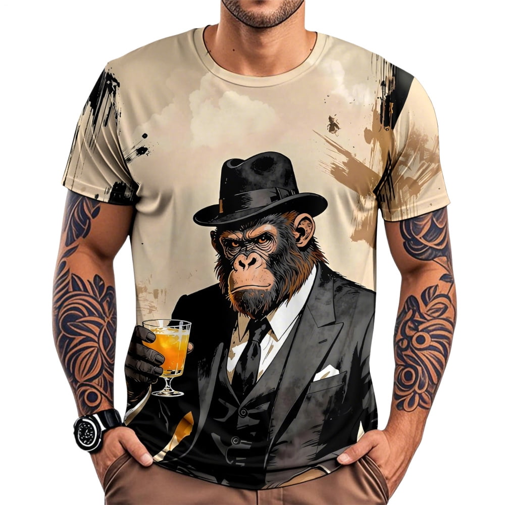 Ankishi Men's Funny T-Shirts Animal Print Casual Short Sleeve Crew Neck ...