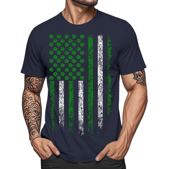 Ankishi Men's St Patrick's Day T-Shirt Flag Patriotic Casual Crewneck ...