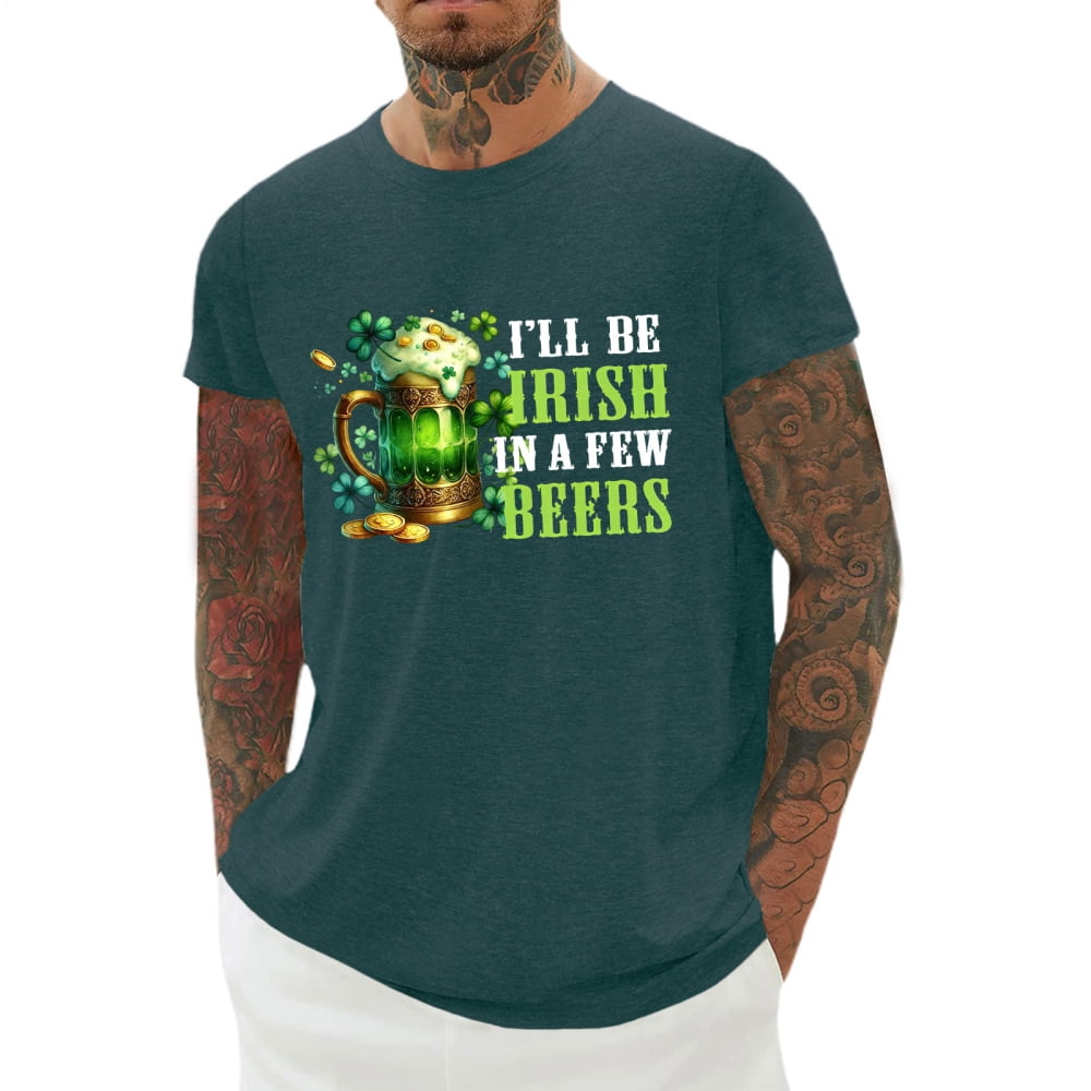 Ankishi Men's St Patrick's Day T-Shirt I'll Be Irish in A Few Beers ...