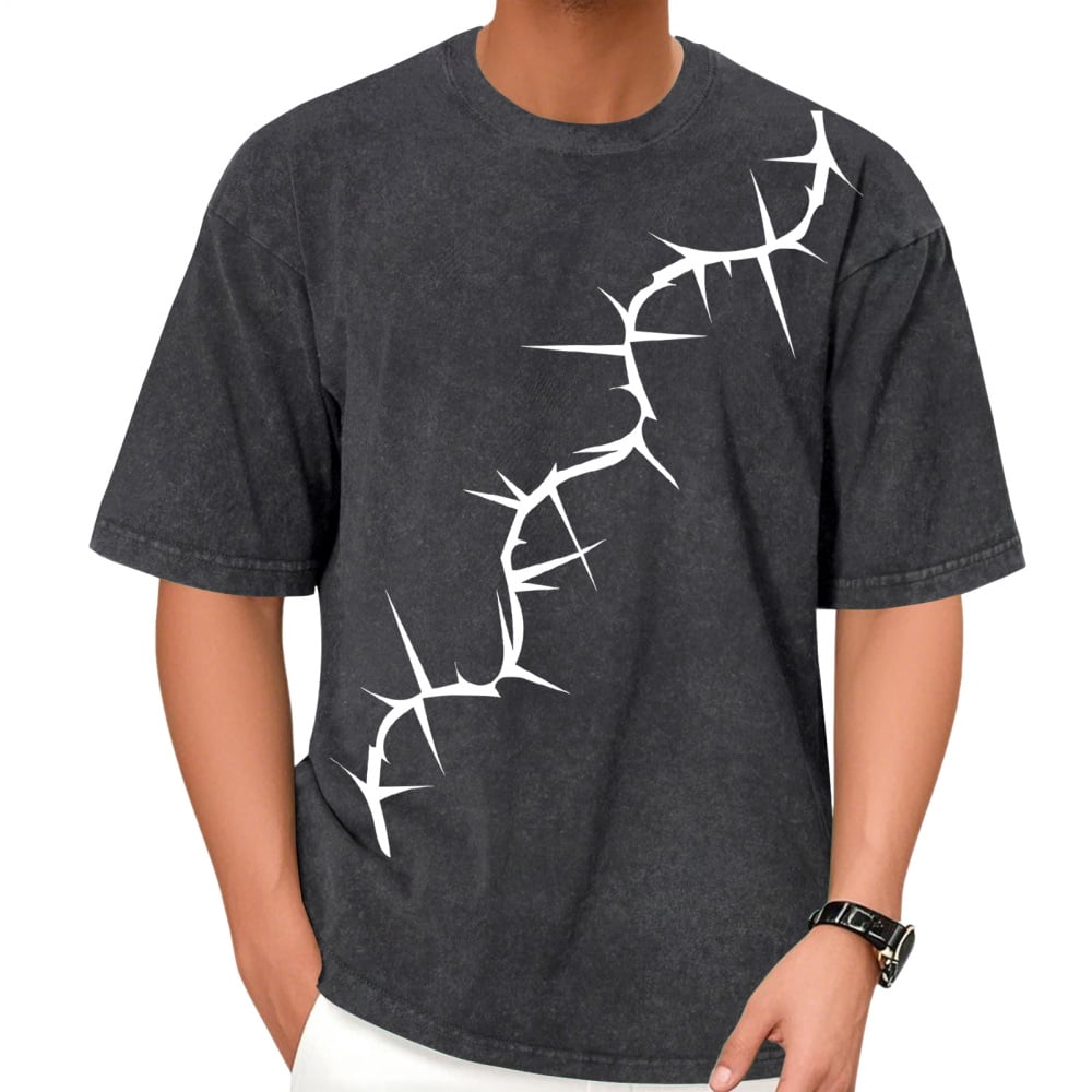 Ankishi Mens Christian Shirts Thorn Crew Neck Distressed Summer Tees ...