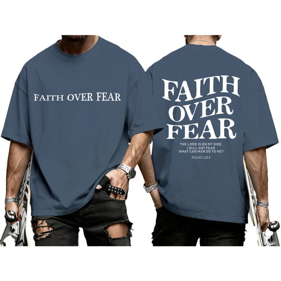 Ankishi Mens Christian T Shirts Faith Over Fear Crewneck Short Sleeve ...