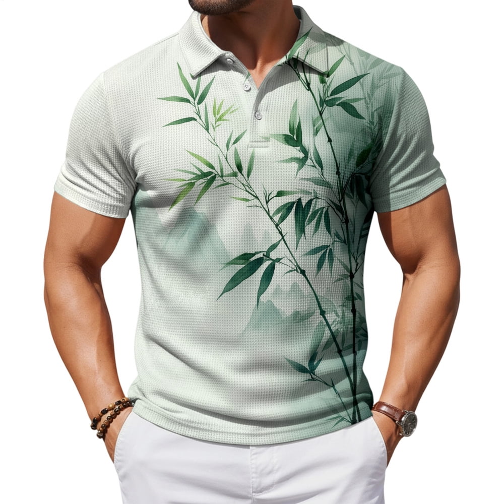 Ankishi Mens Quarter Button Shirt Botanical Print Fashion Hawaiian ...