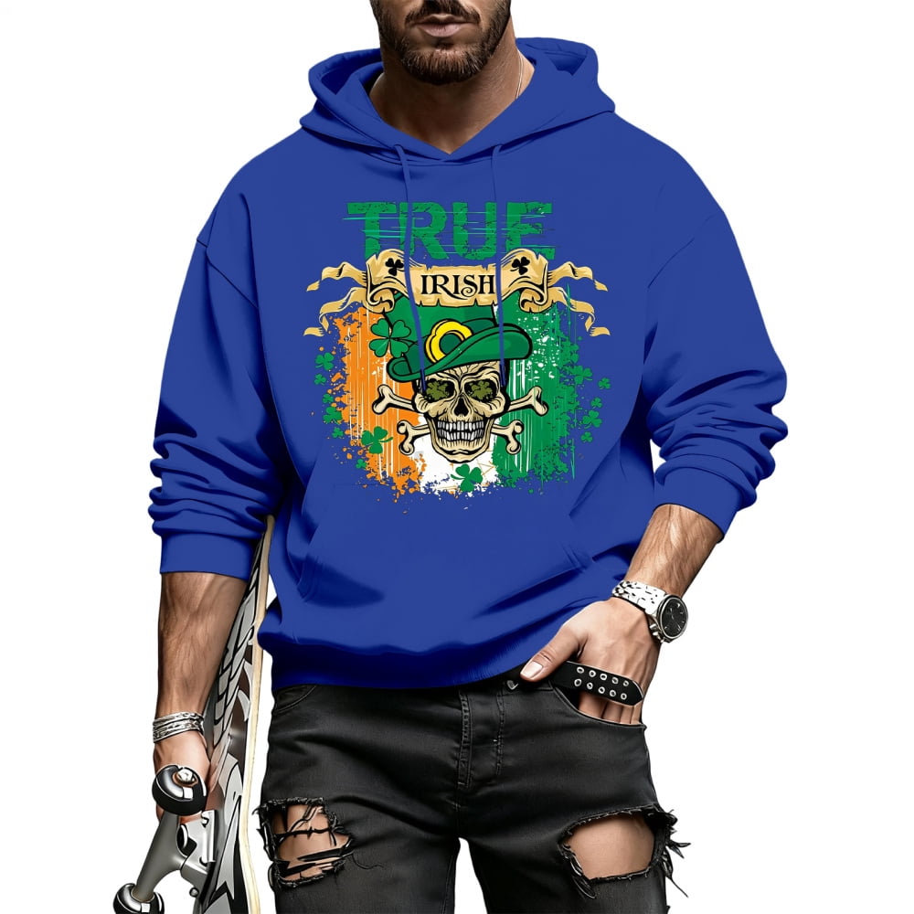 Ankishi St Patrick Day Skull Hoodie Clover Long Sleeve Casual Fall ...