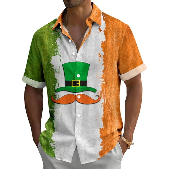 Ankishi St. Patricks Day Shirts for Men Clover Color Block Fashion ...