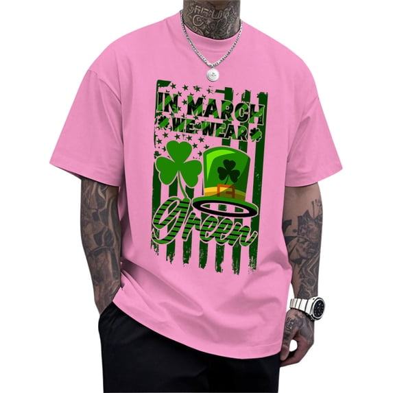 Ankishi St Patricks Day T Shirt Men Shamrock Crewneck Casual Graphic ...