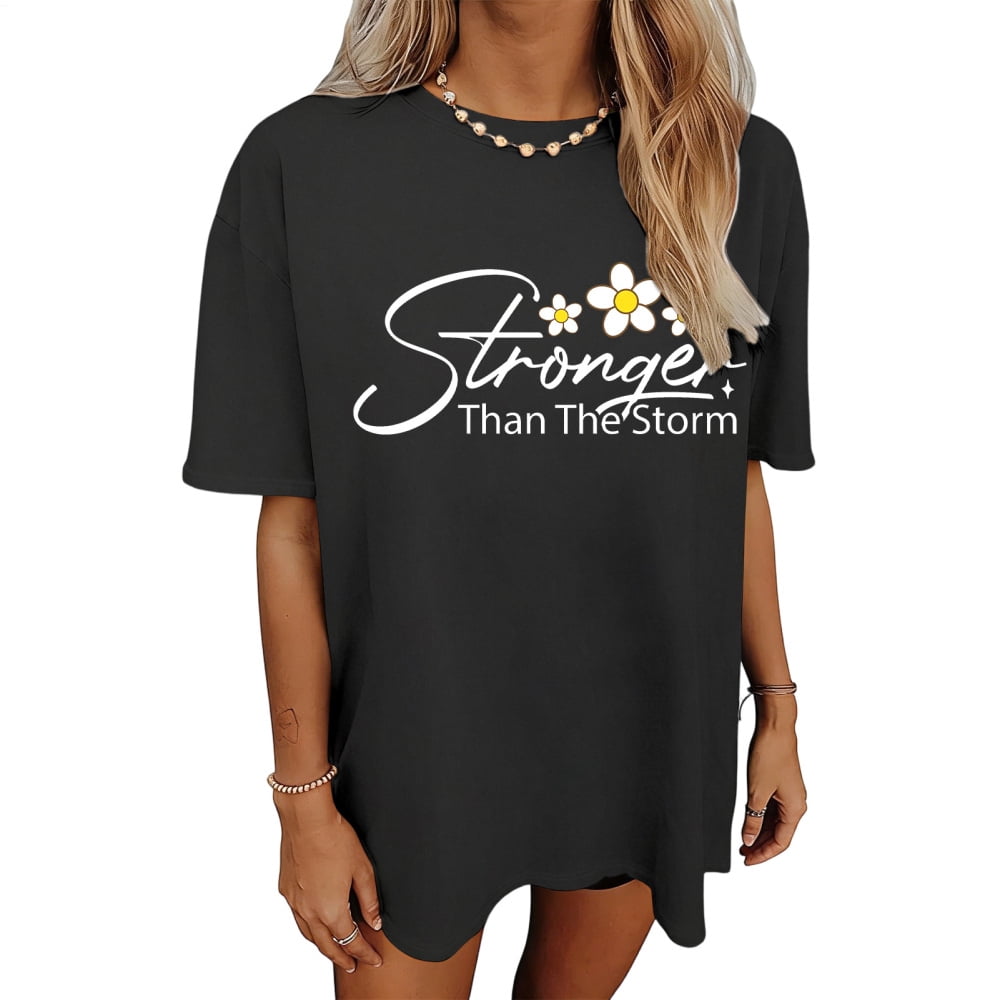 Ankishi Stronger Than The Storm Tee Shirt Floral Print Short Sleeve ...