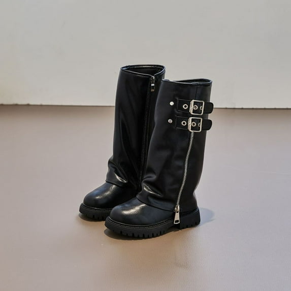 Ankle Boots,Girls Mid Calf Boots Platform Sole Side Zipper for Teens ...