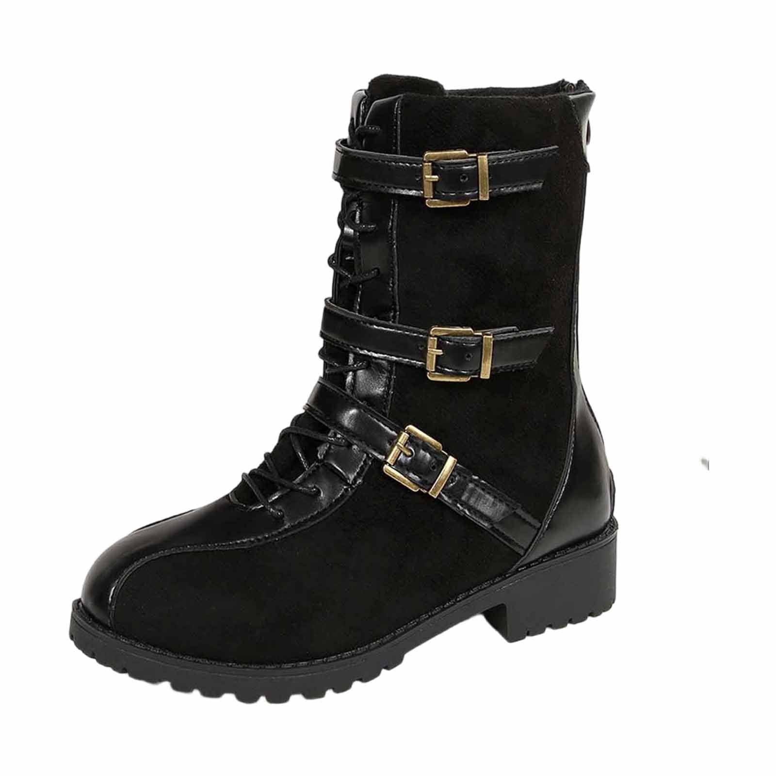 Ankle Boots Winter Shoes Women Fashion Ankle Boots Leather Upper Side ...
