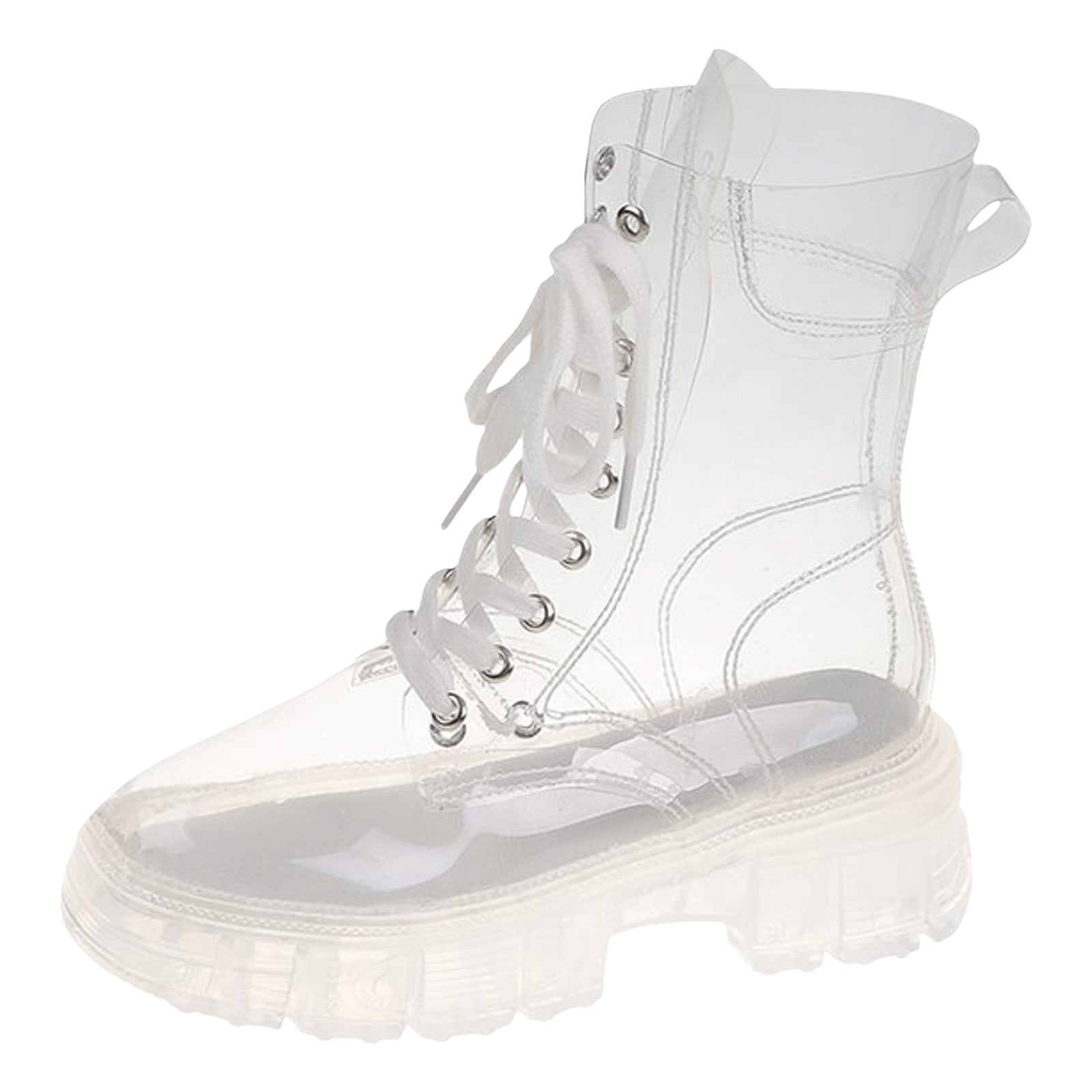 Ankle Boots Women Plus Elevated Lace Up Transparent Matsutake Bottom ...